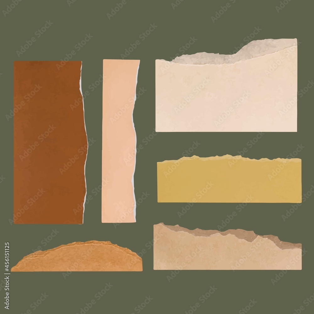 DIY ripped paper craft vector in earth tone collection Stock Vector ...