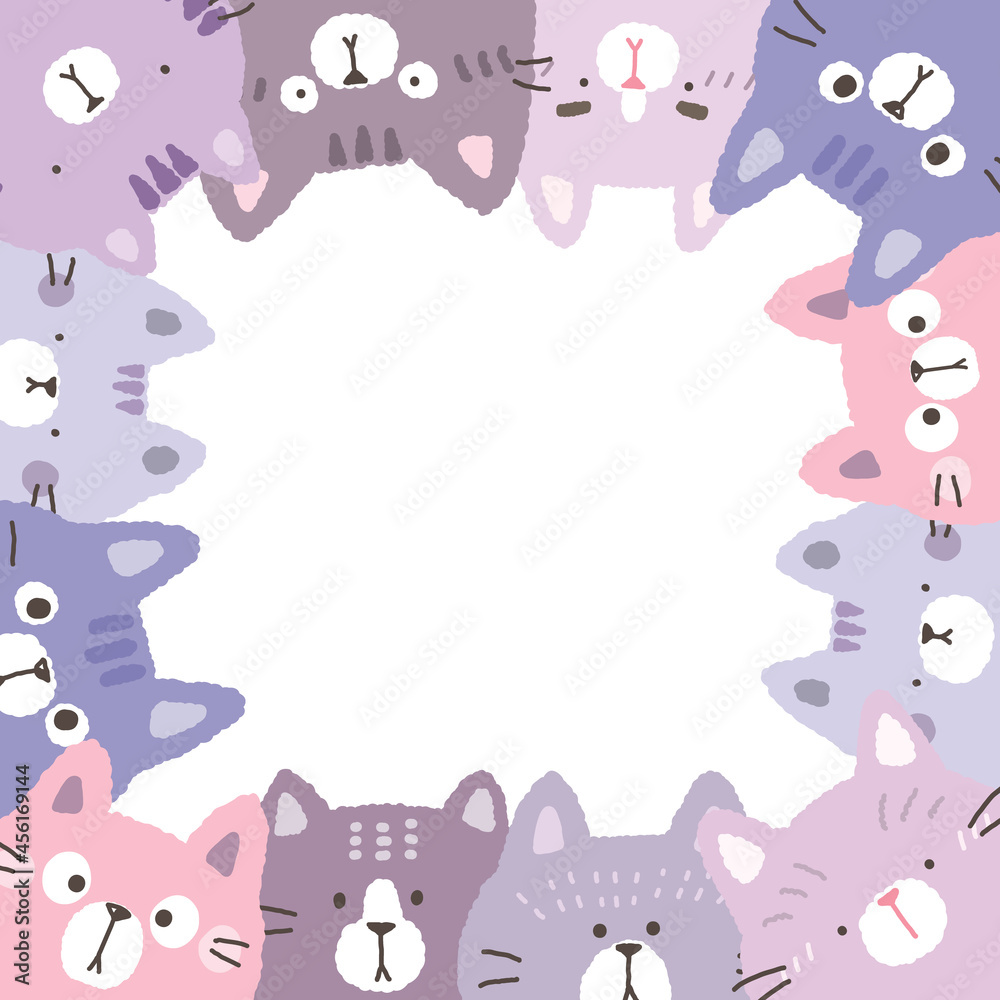 Vector Illustration of Cartoon Cat Frame on White Background Stock ...
