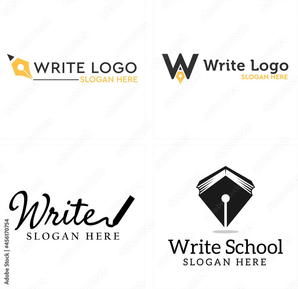 Education writing pen book school logo design Stock Vector | Adobe Stock