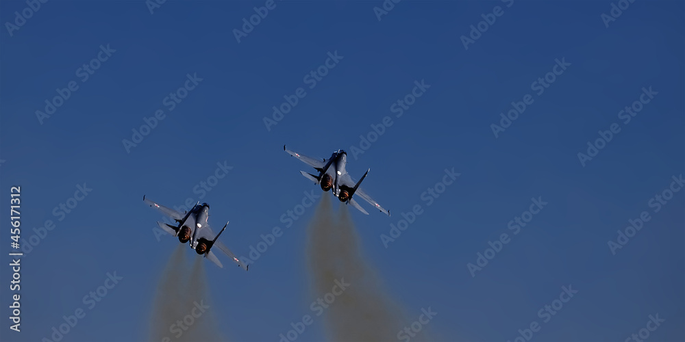 Sukhoi Su-30SM russian air force. Twin jet engine heavy fighter Su-30SM ...
