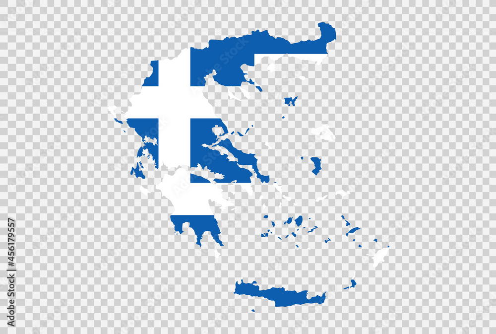 Greece flag on map isolated on png or transparent background,Symbol of ...
