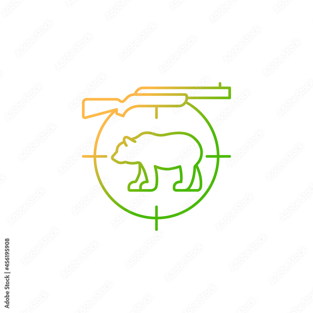 Big game hunting gradient linear vector icon. Hunt large animals ... Big game hunting gradient linear vector icon. Hunt large animals ...
