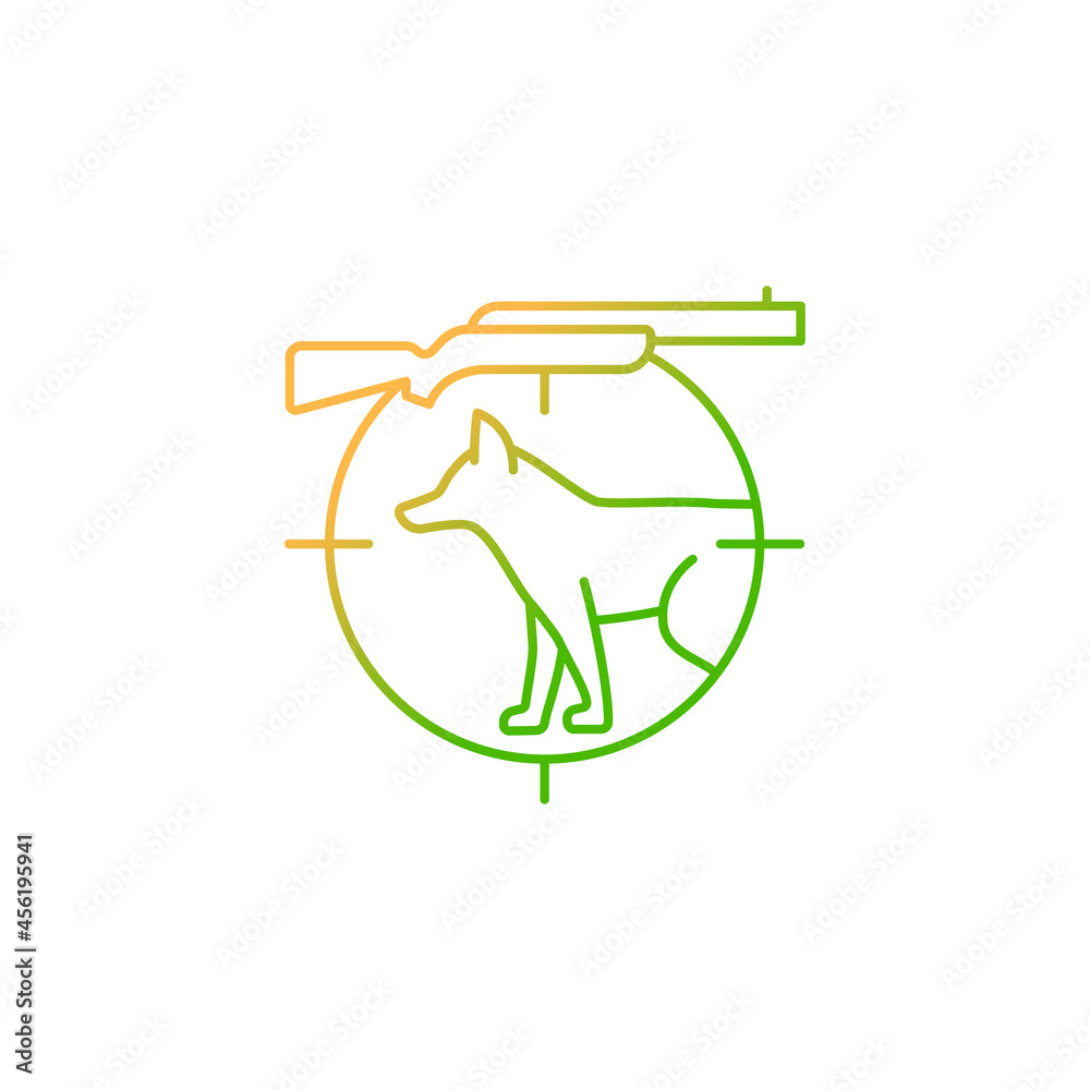Small game hunting gradient linear vector icon. Pursue smaller side ...