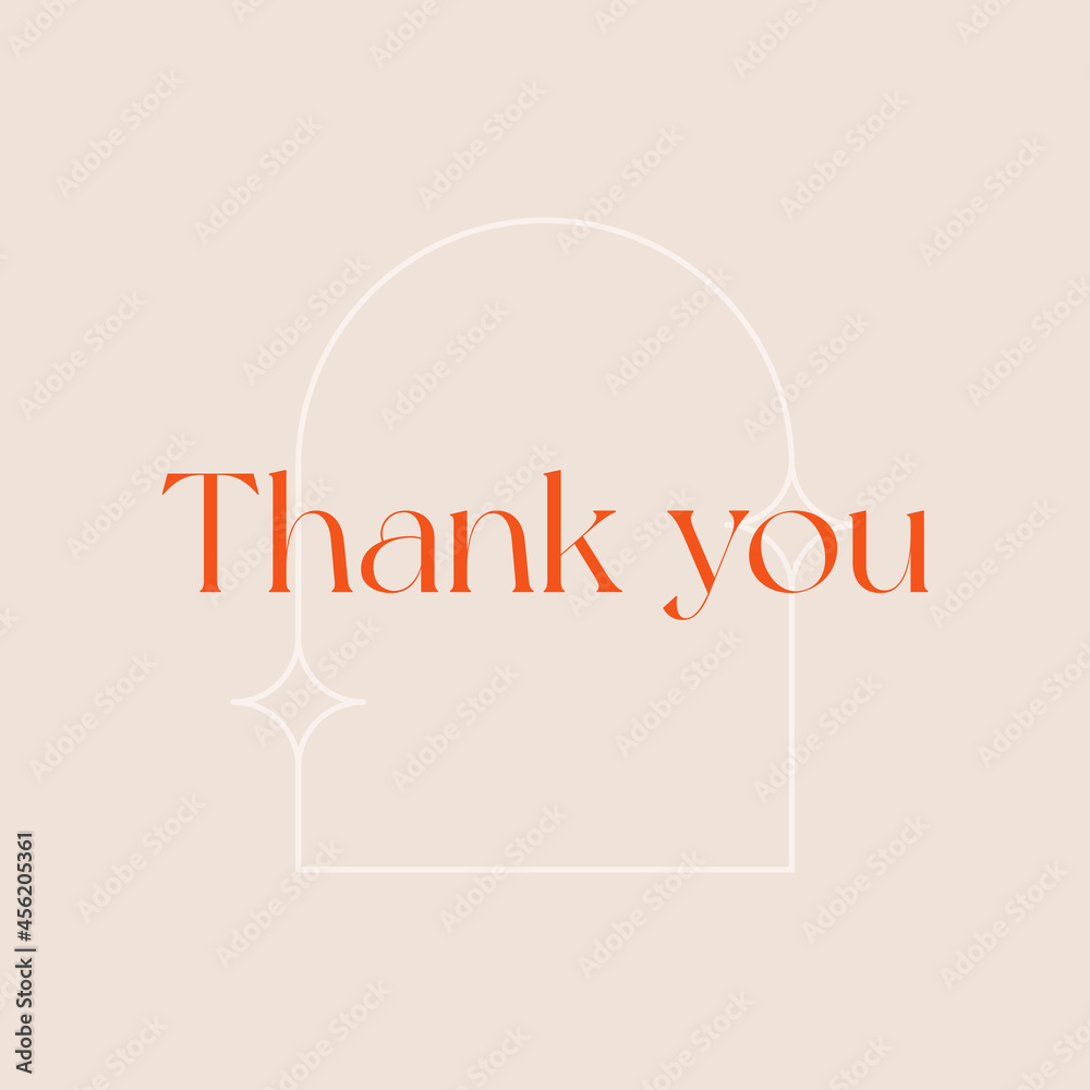 Thank you - a modern postcard with a linear arch and stars on the ...