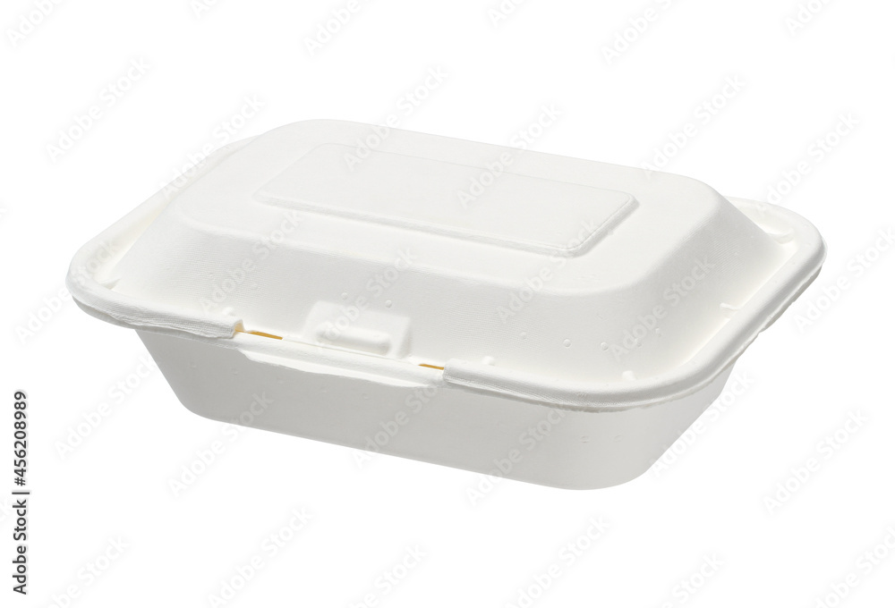 Paper plant fiber food box disposable (with clipping path) isolated on ...