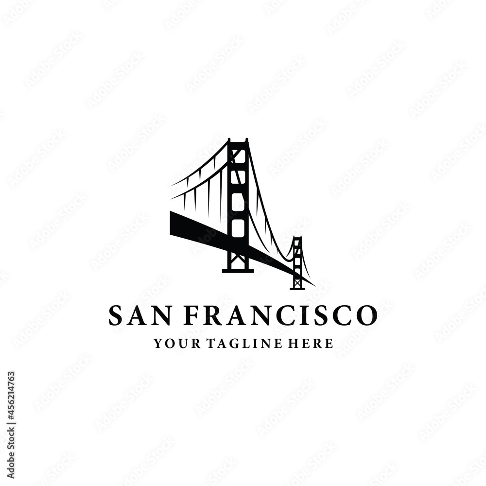 San Francisco bridge Logo design template. Simple and clean flat design ...