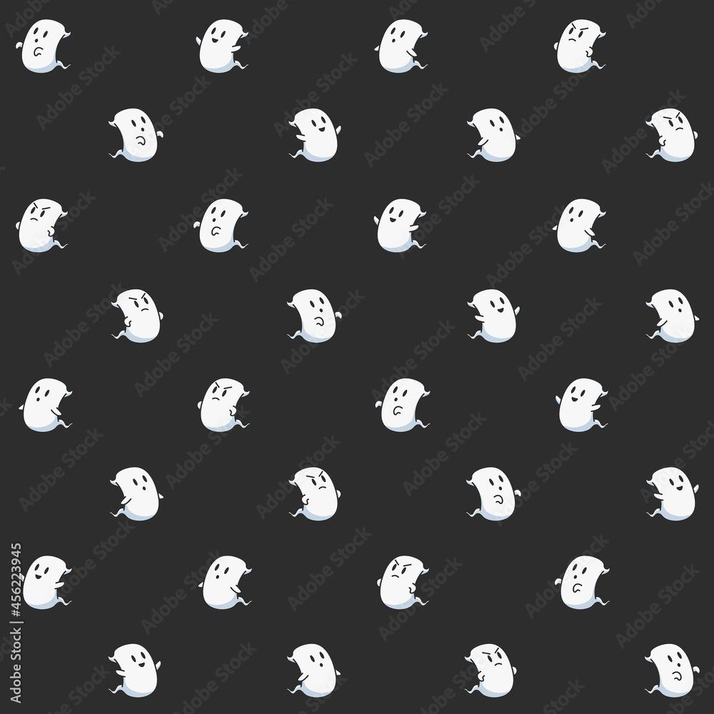 Cute Ghost Seamless Pattern - Amazing vector pattern of a cute little ...