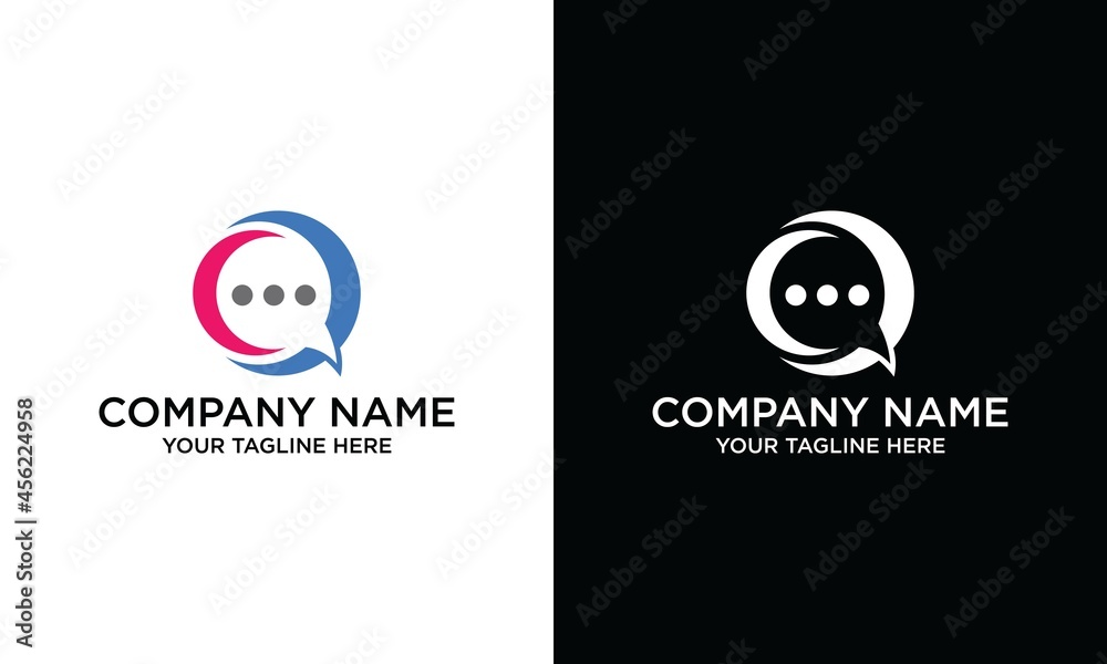 Moon talk logo with bubble chat and triple dots to symbolize discussion ...