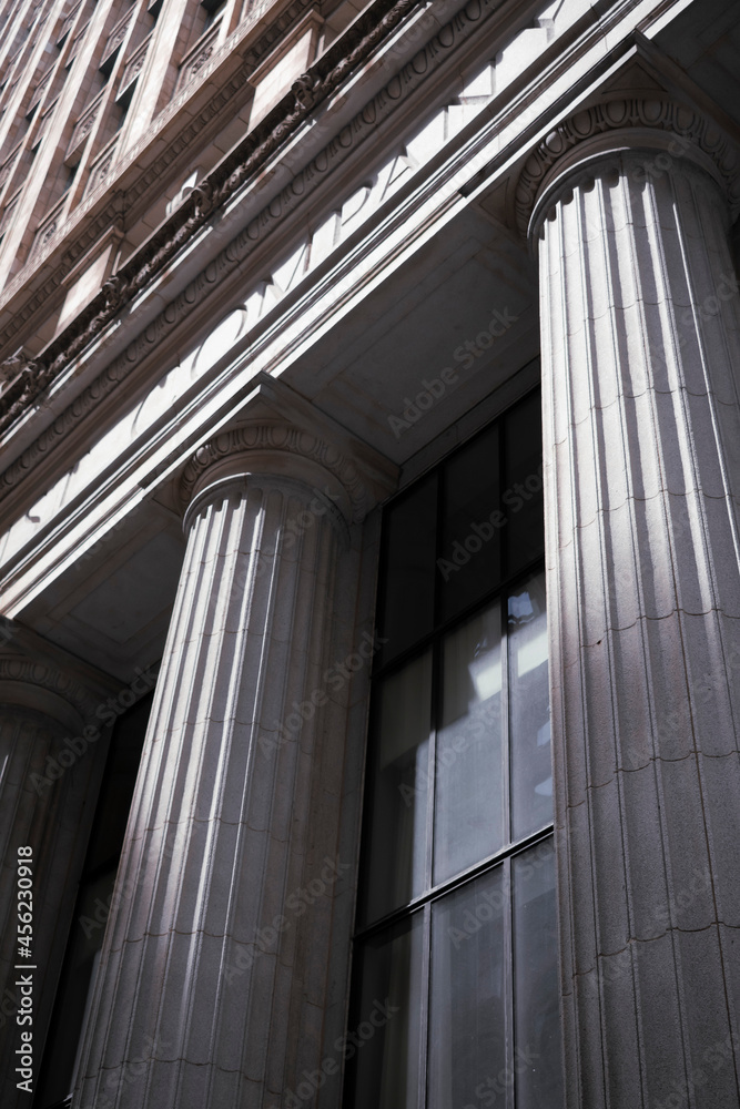 Bank exterior in a city downtown with neoclassic columns Stock Photo ...