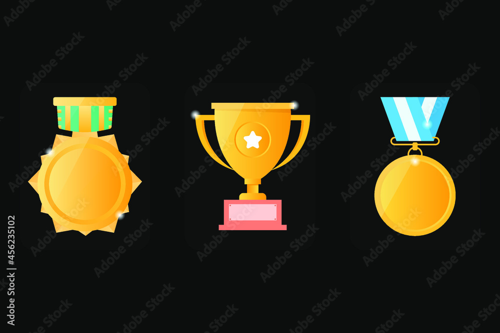 Set of Game rating icons with medals. Game Golden Medal. Vector ...