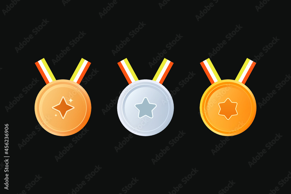 Set of Vector Game Medal Set For Winners. Collection medal design for ...