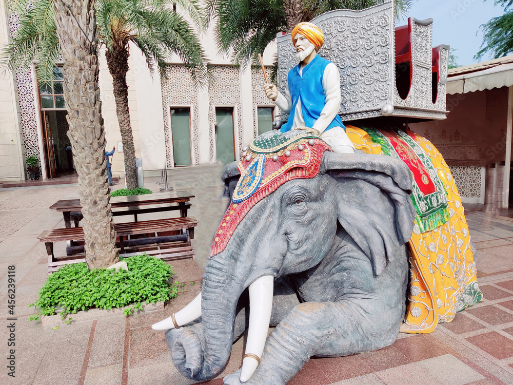 28 August 2021, Haryana, India. Model of Mahawat [elephant rider] on ...