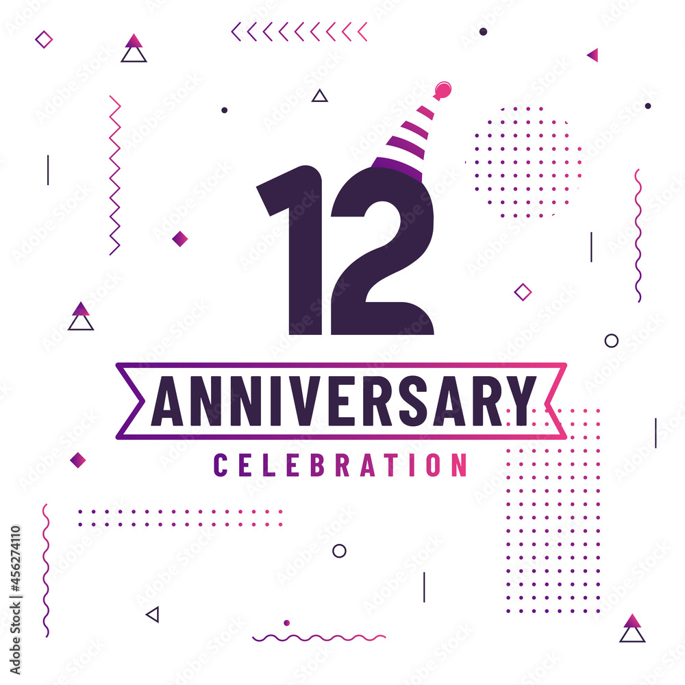 12 years anniversary greetings card, 12 anniversary celebration ...