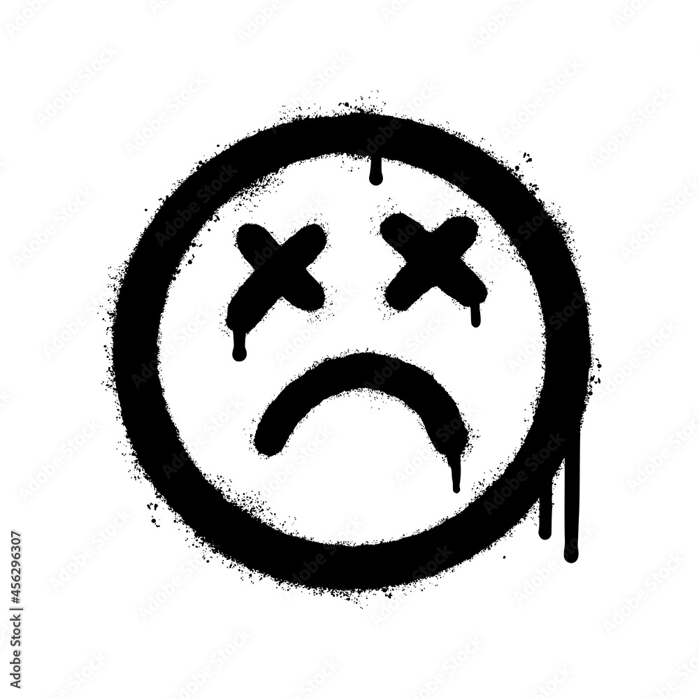 graffiti scary sick face emoticon sprayed isolated on white background ...