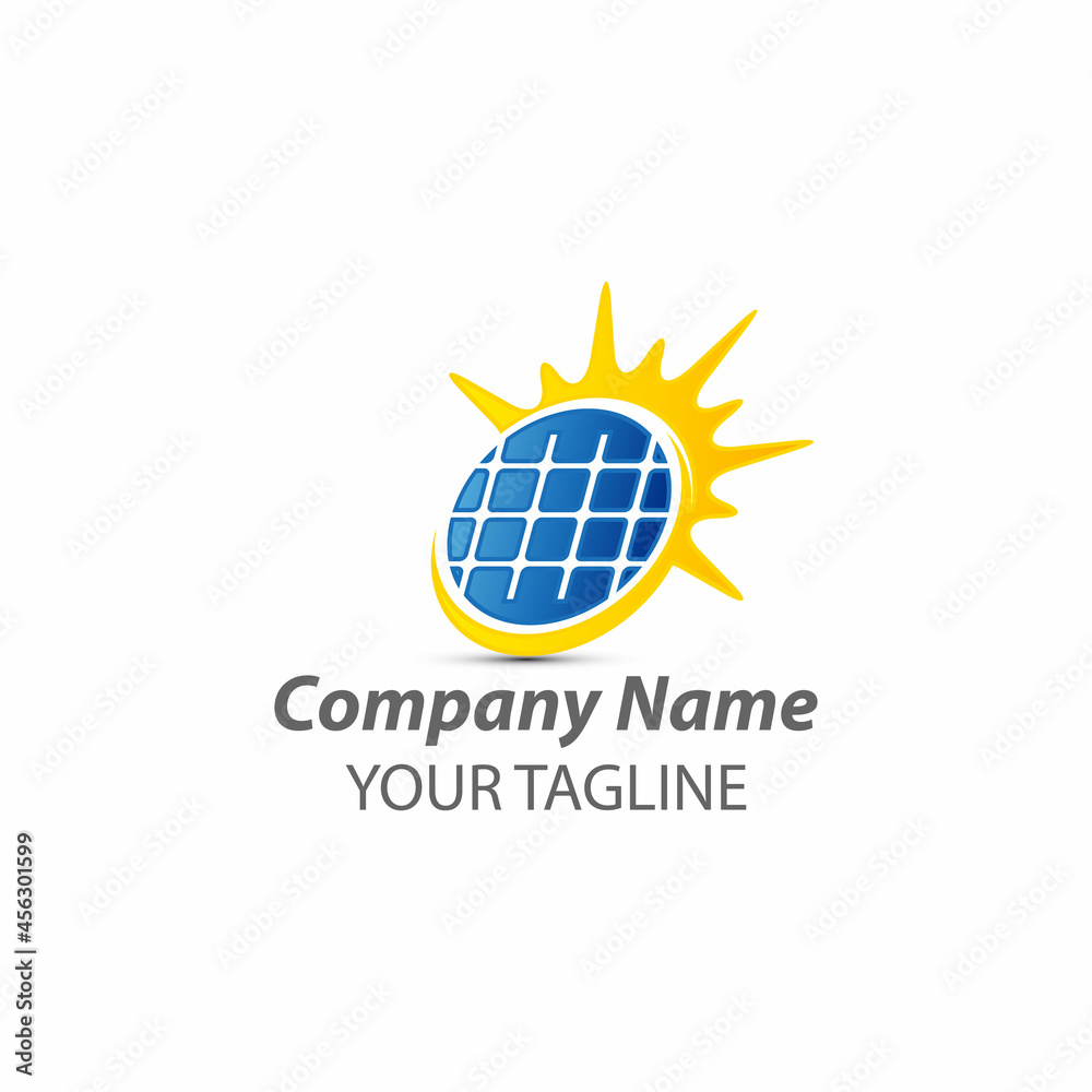 Solar home logo template. Solar panel and sun vector design. Renewable ...