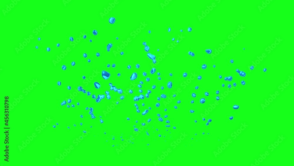 Cartoon blue bubbles swirling and rising on green screen chroma key ...