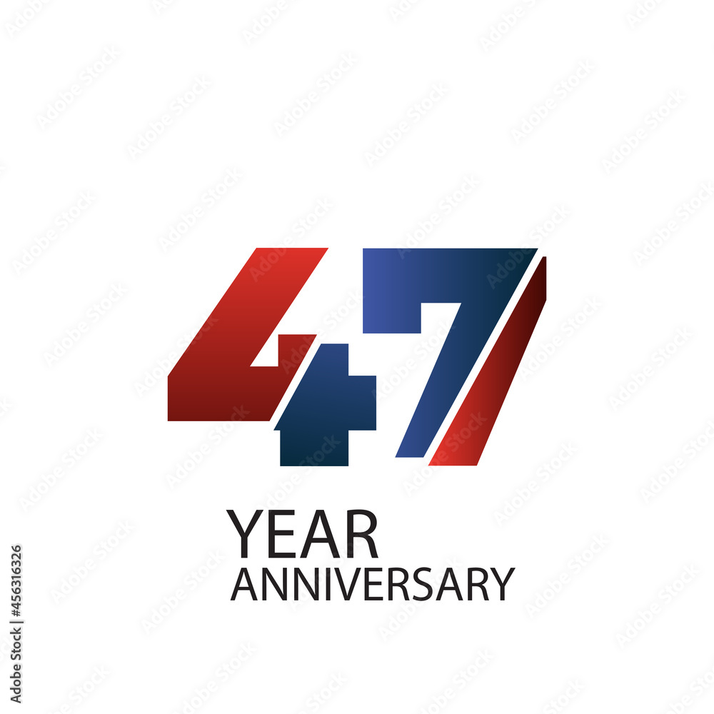 47 th anniversary event party. Vector illustration. numbers template ...