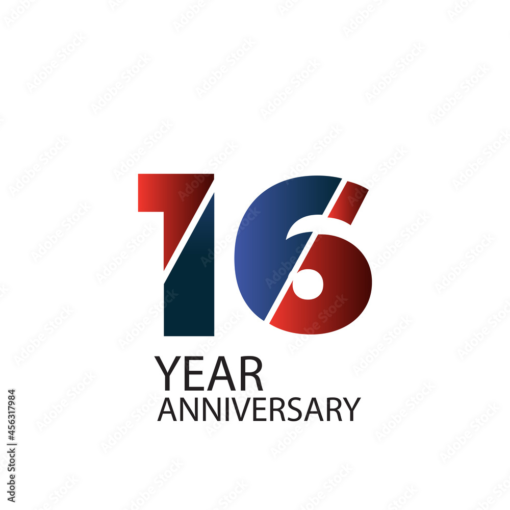 16th anniversary event party. Vector illustration. numbers template for ...