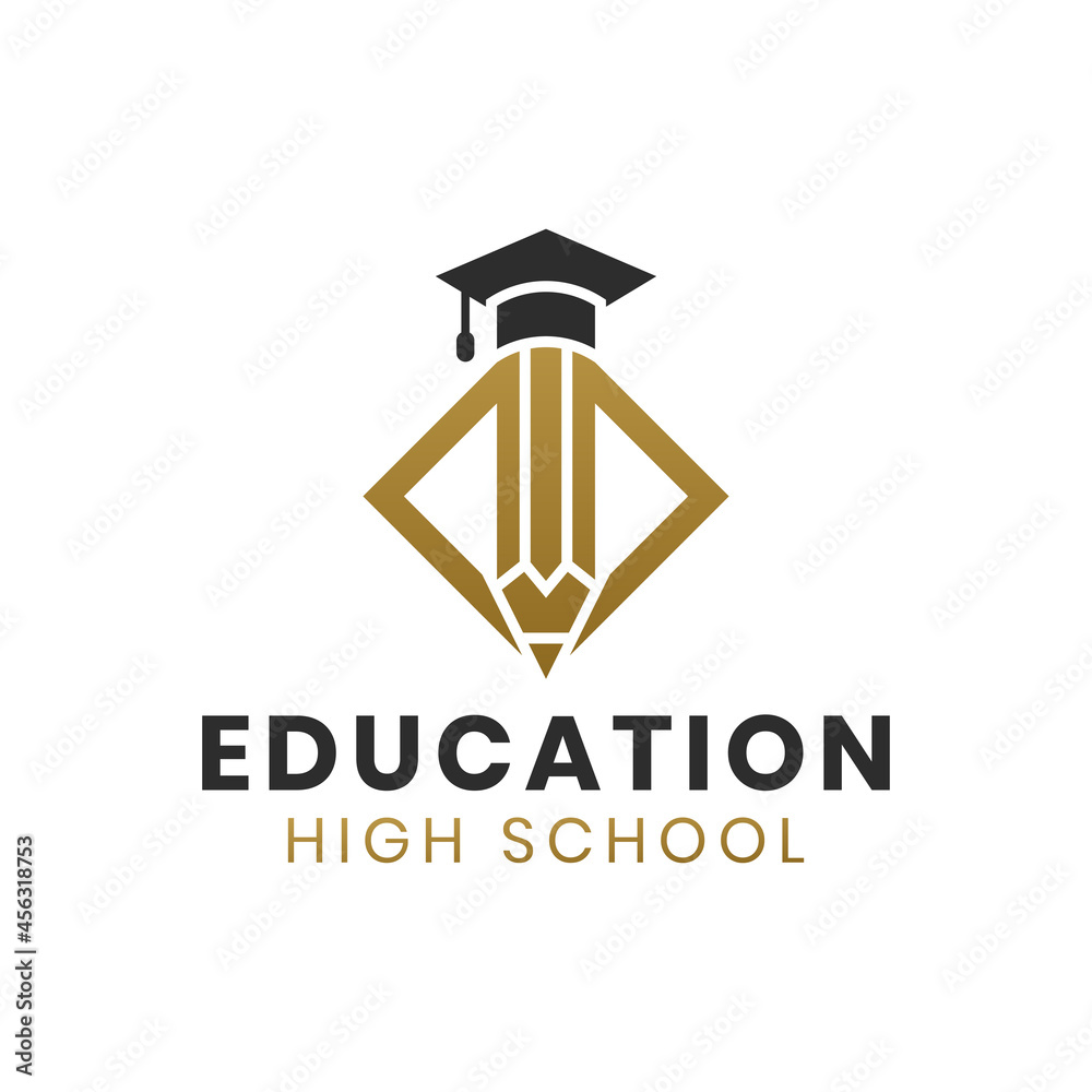 academic graduation cap with pencil education logo for school ...