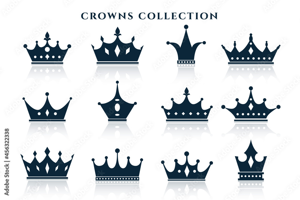 big set of crowns in different styles Stock Vector | Adobe Stock