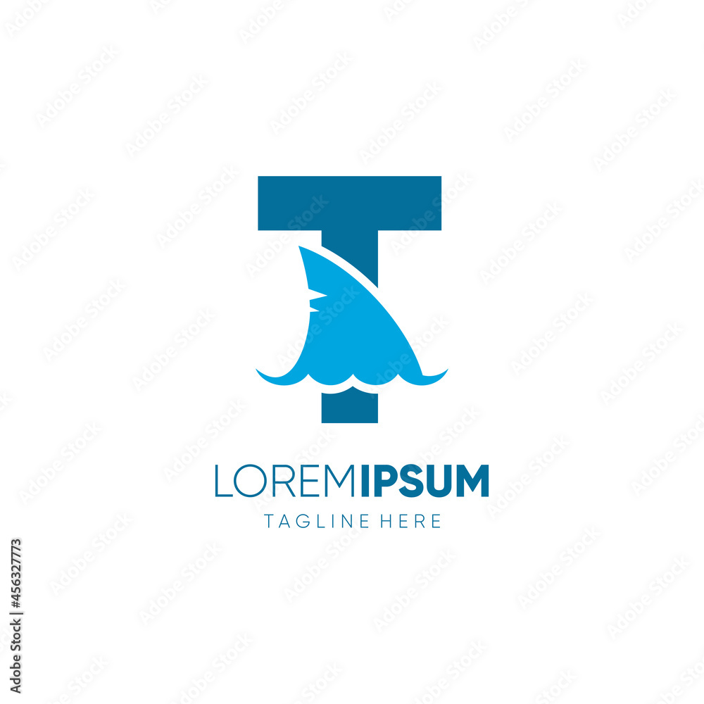 Letter T Shark Fin Logo Design Vector Icon Graphic Emblem Illustration ...