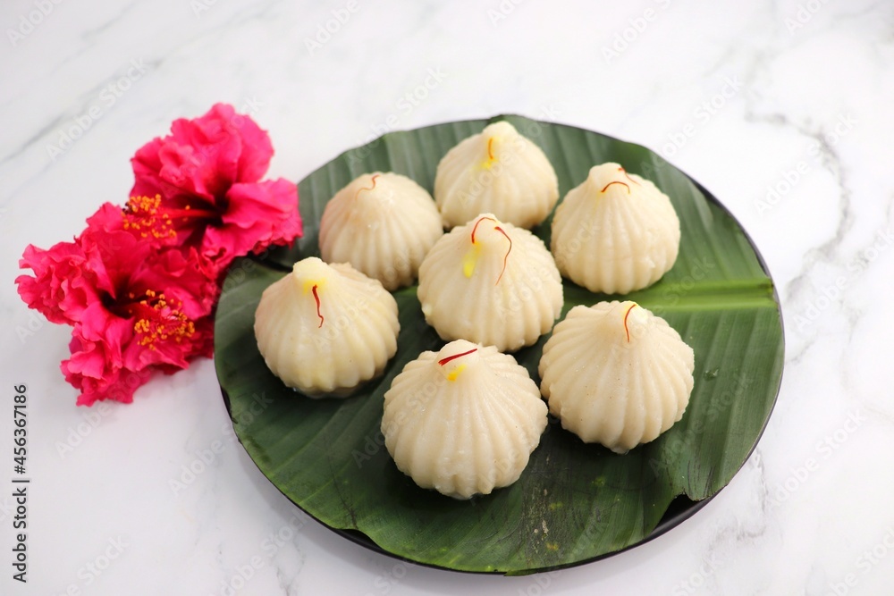 Steamed or ukdiche Modak. It's a traditional sweet dish made out of ...