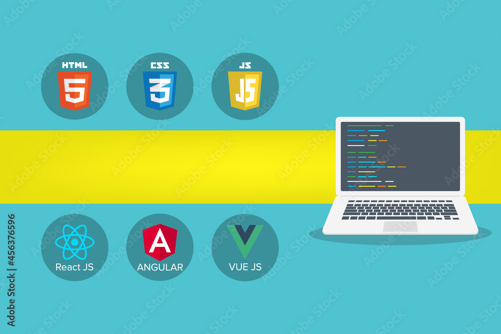 Vector Collection Of Web Development Shield Signs Html5 Css3 Javascript React Js Angular