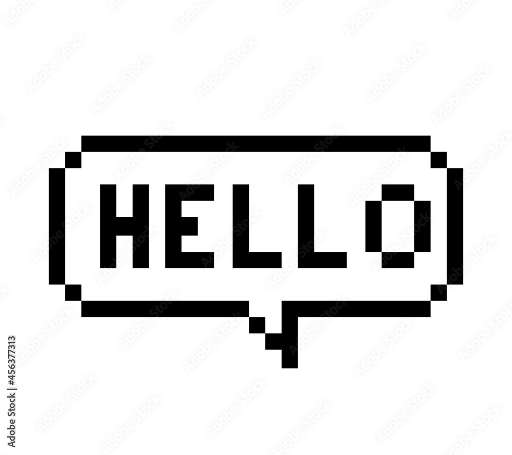 Hello.Pixel text bubble. Pixel art speech bubble on white background ...