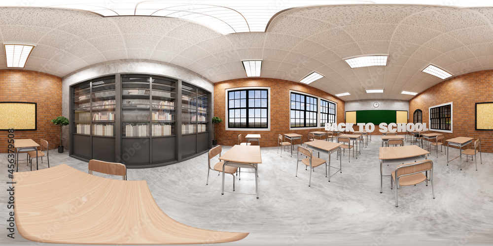 New normal classroom and spacing of tables and chairs to prevent the ...