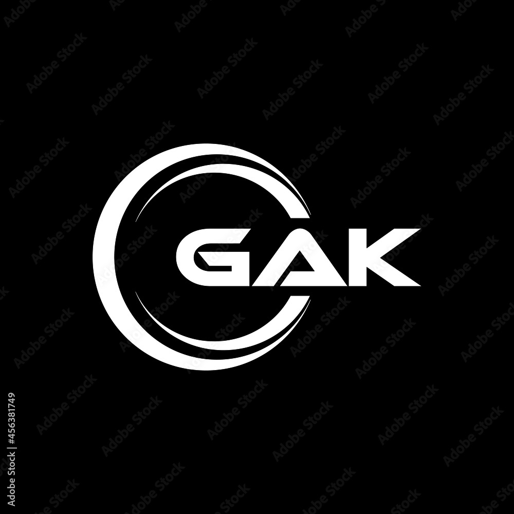 GAK letter logo design with black background in illustrator, vector ...