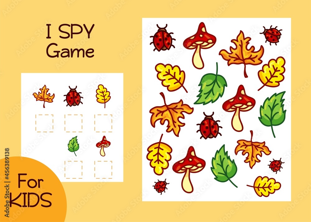 Autumn I spy game for kids. Searching and counting activity for ...