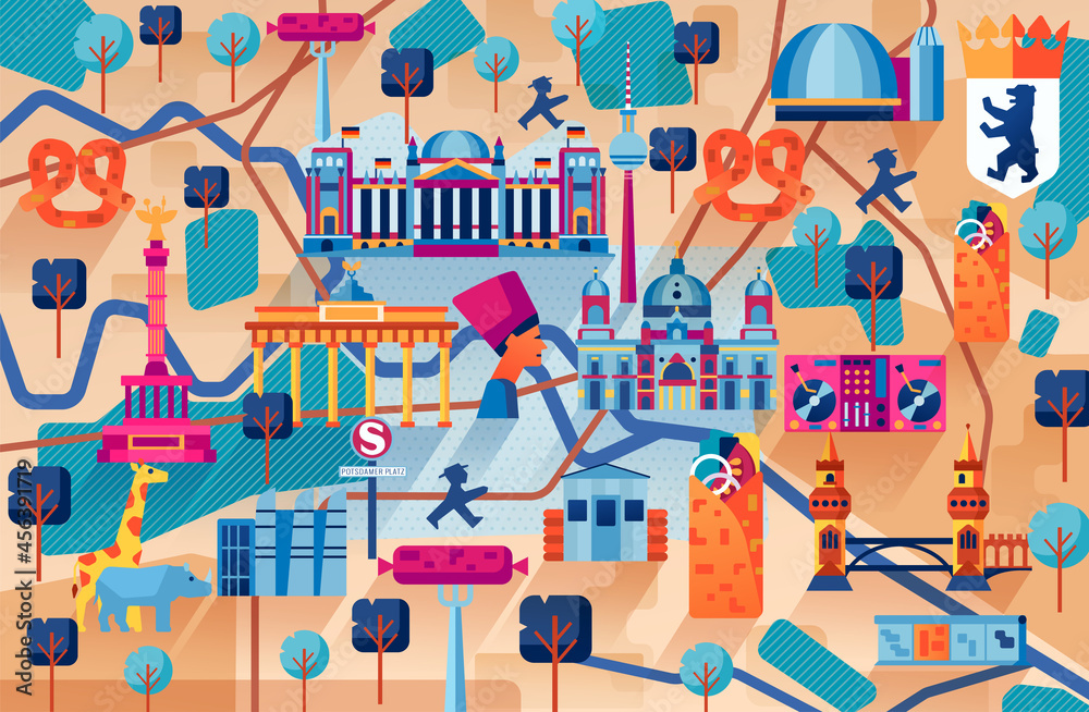 Vector map of Berlin illustration Stock Vector | Adobe Stock