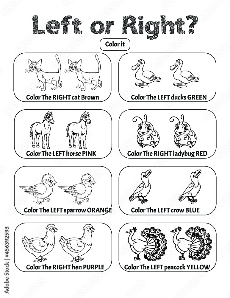 Left or Right - Learning Left and Right School Worksheets, Kindergarten ...