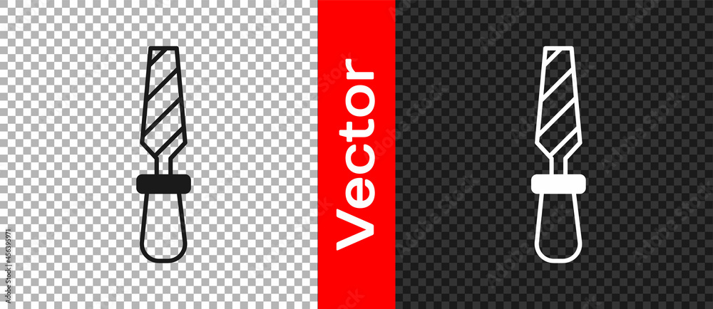 Black Rasp metal file icon isolated on transparent background. Rasp for ...