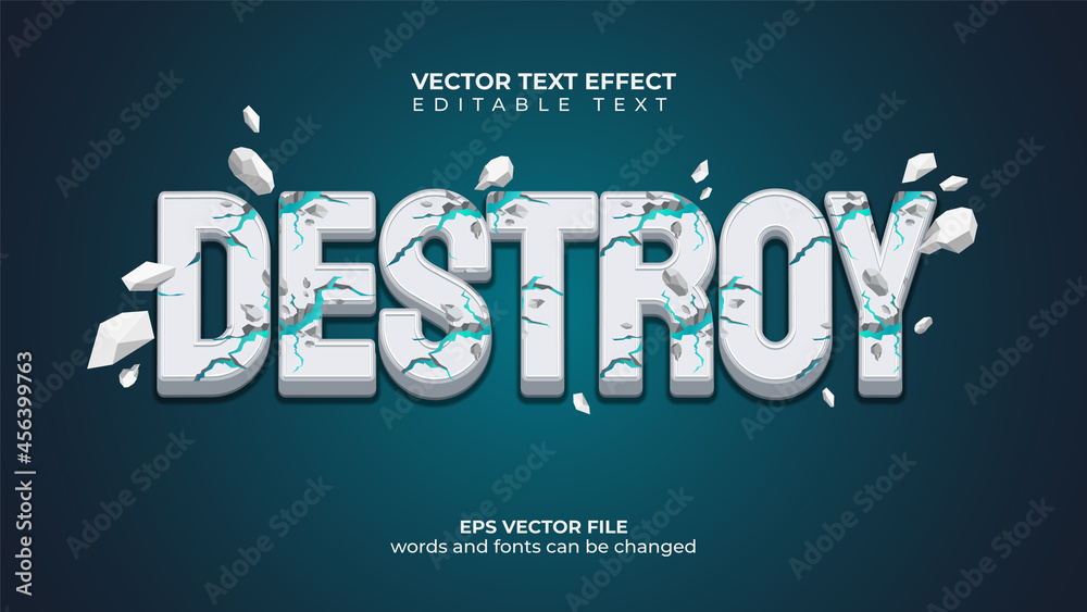 vector text effect. the concept of cracking and scattering. eps file ...