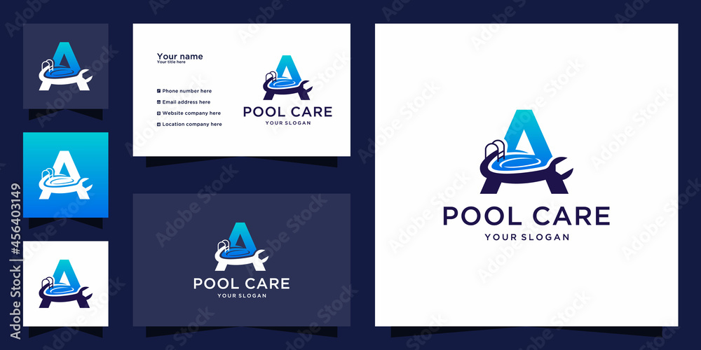 Swimming pool maintenance logo with initial letter a design Stock ...