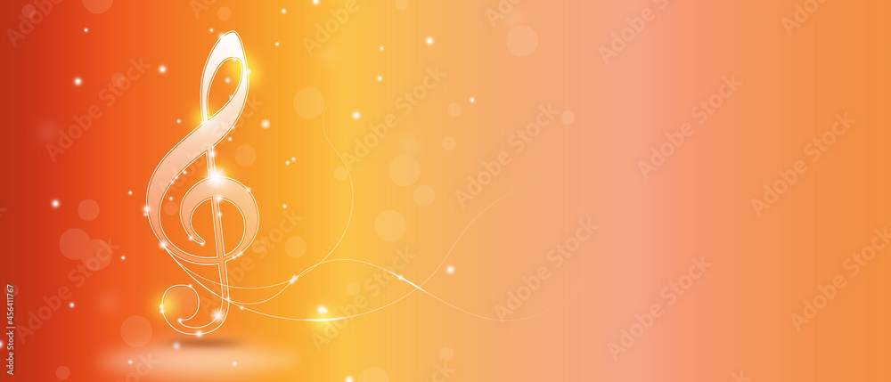 Orange Music Notes Background