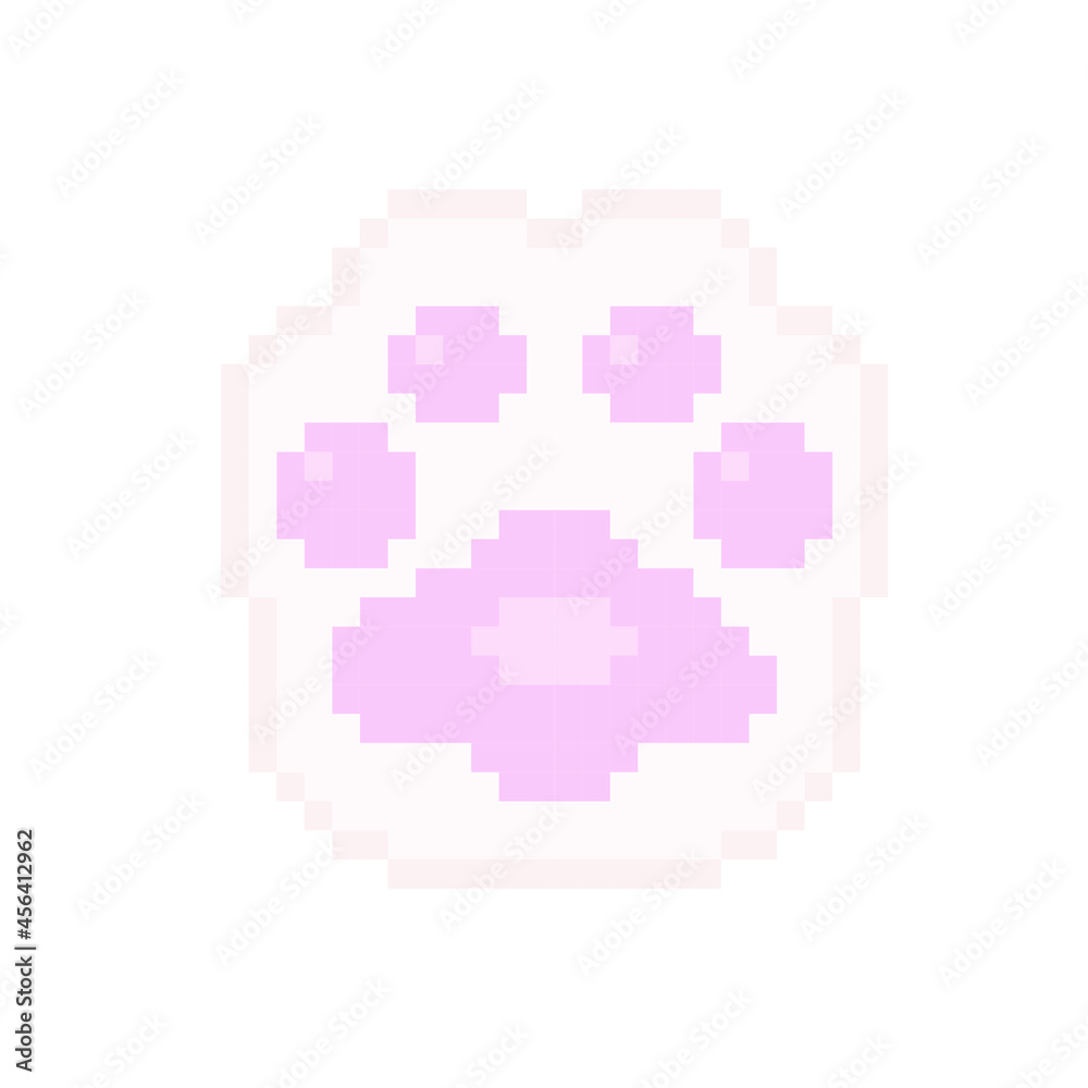 Pixel paws illustration icon set. Vector pixel art paws icons. 8 bit or ...