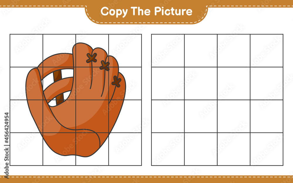 Copy the picture, copy the picture of Baseball Glove using grid lines ...