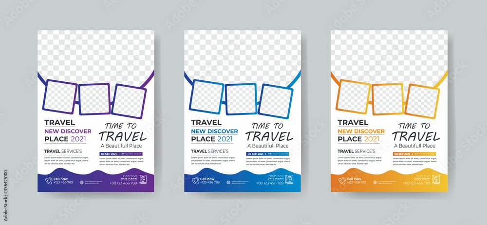 Travel flyer template design use for travel agency promotion catalog ...