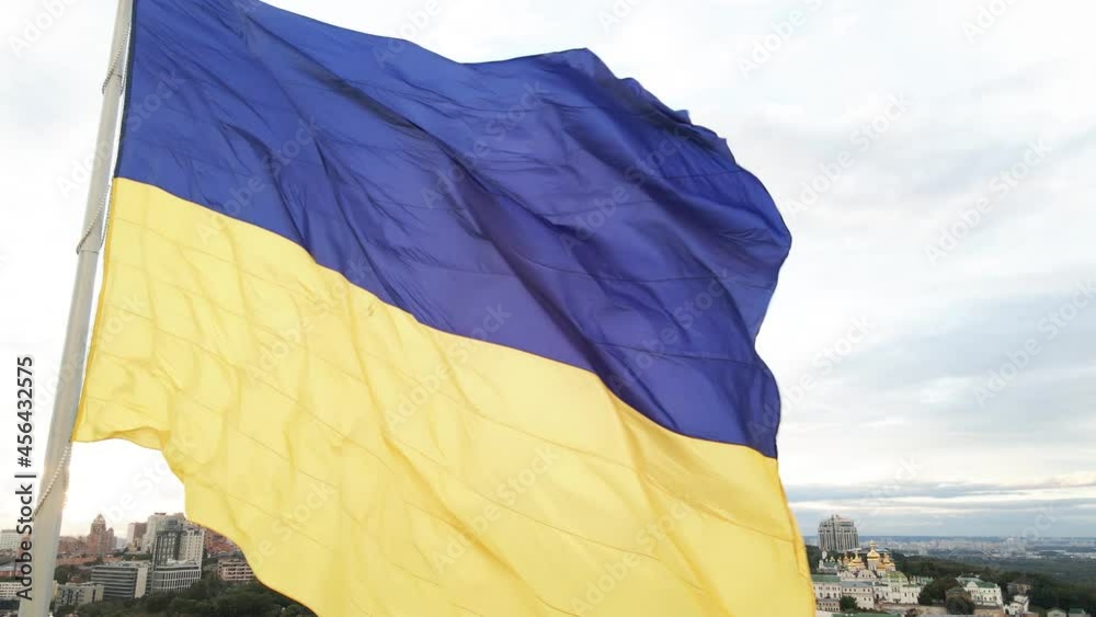 Blue-yellow national flag of Ukraine Stock Video | Adobe Stock