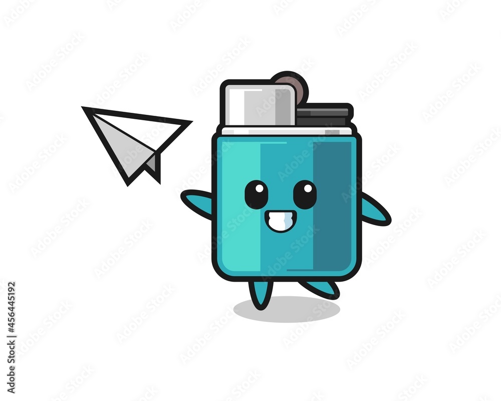 lighter cartoon character throwing paper airplane Stock Vector | Adobe ...