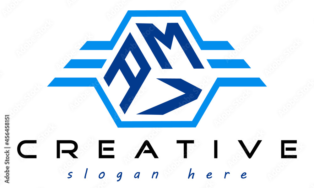 emblem badge with wings AMV letter logo design vector, business logo ...