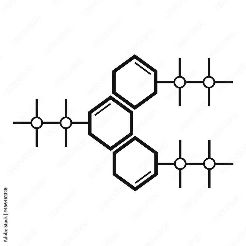 three hexagons, each of which is attached to a circle line Stock Vector ...