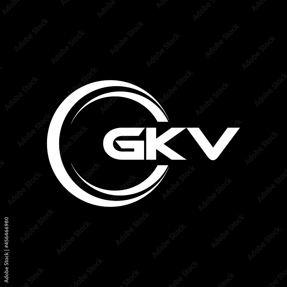 GKV letter logo design with black background in illustrator, vector ...