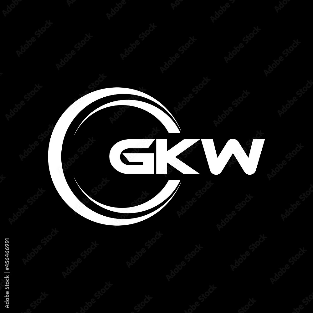 GKW letter logo design with black background in illustrator, vector ...