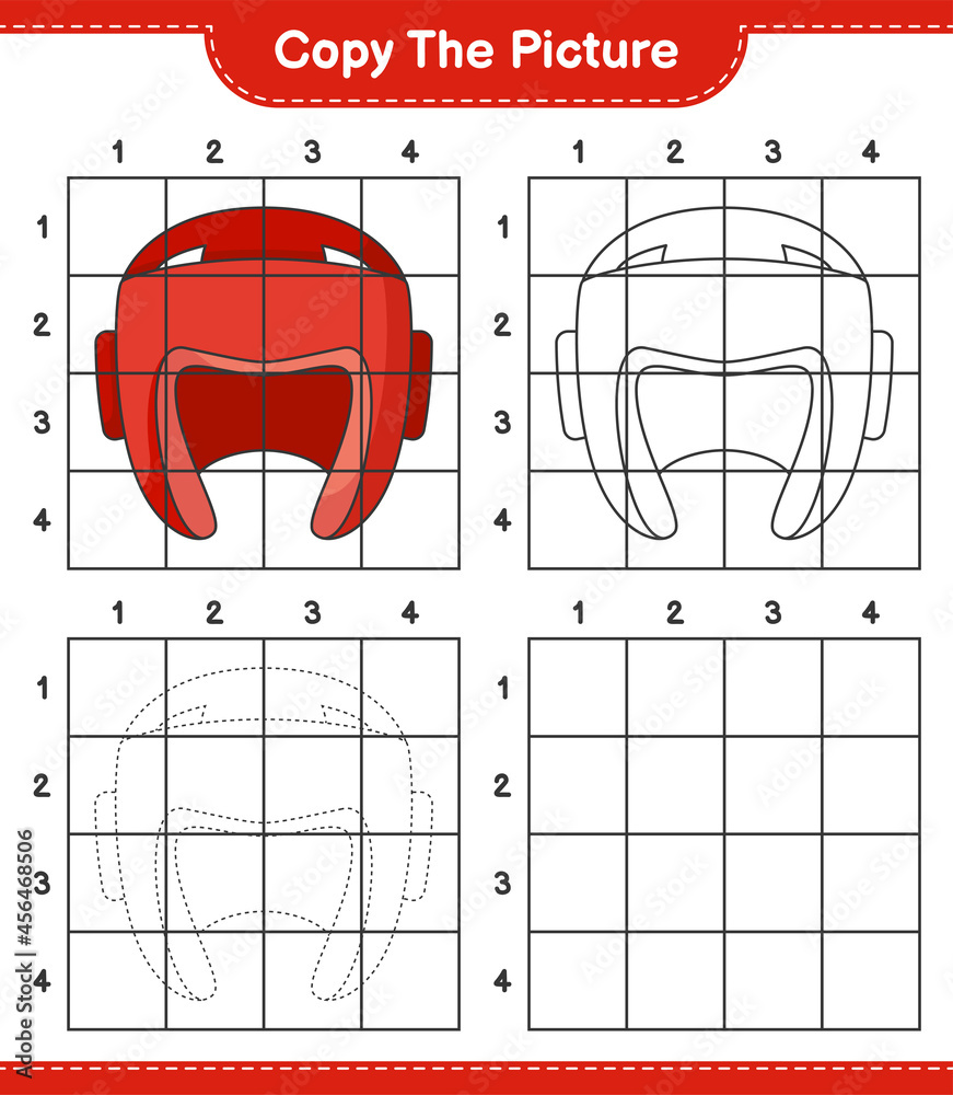 Copy the picture, copy the picture of Boxing Helmet using grid lines ...