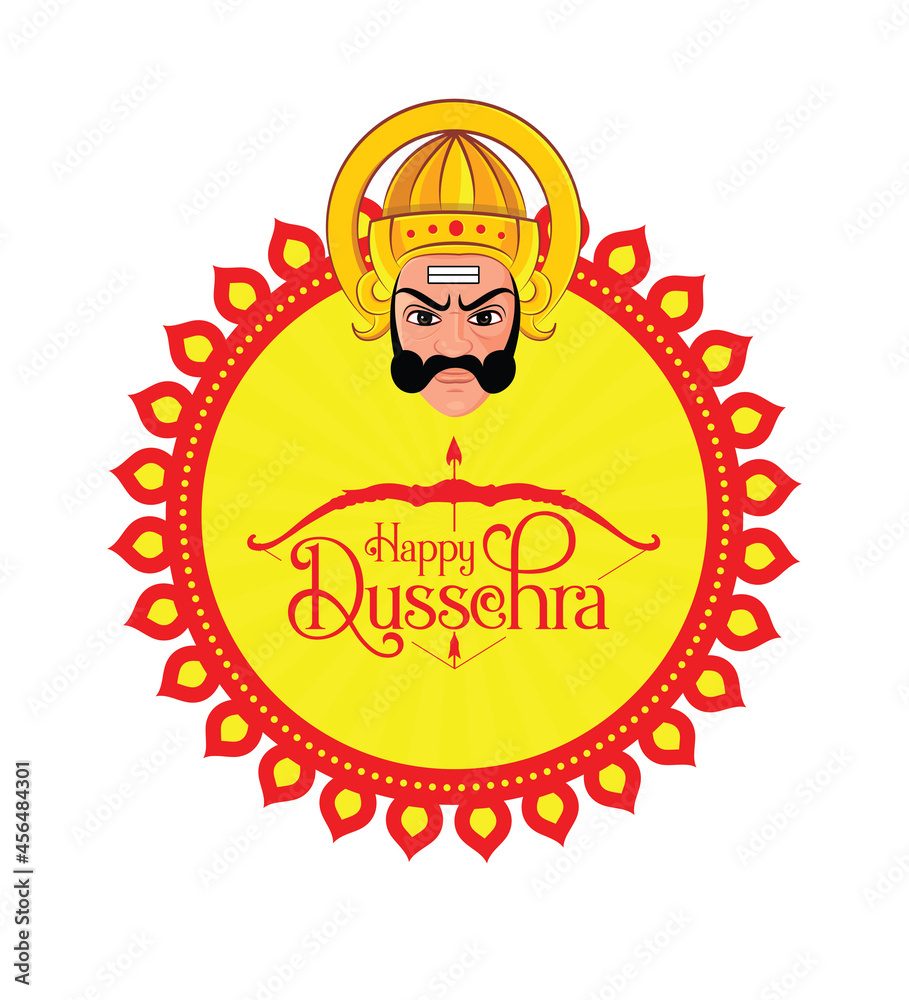 Happy Dussehra Festival Greeting Background Template With Raavan Face ...