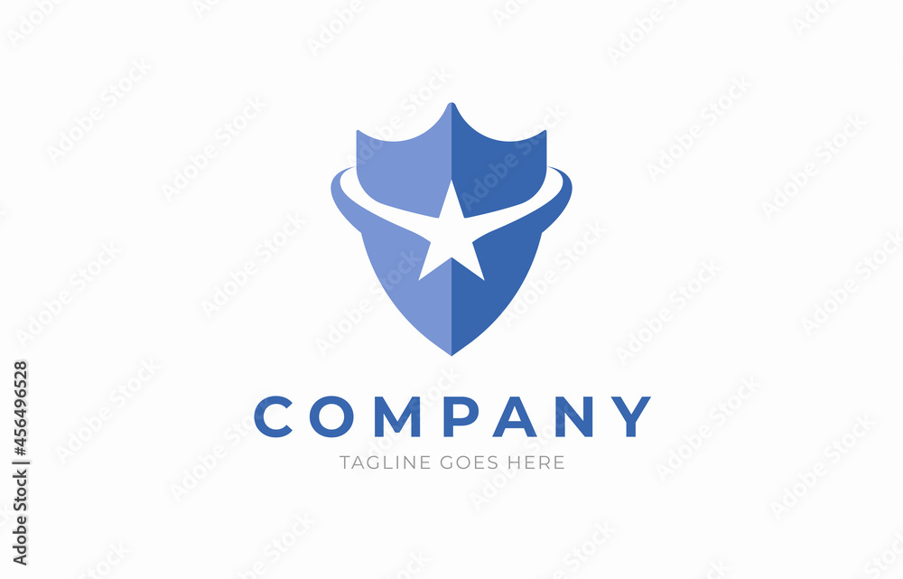 Shield and Star Logo. flat design logo inspiration. vector Illustration ...