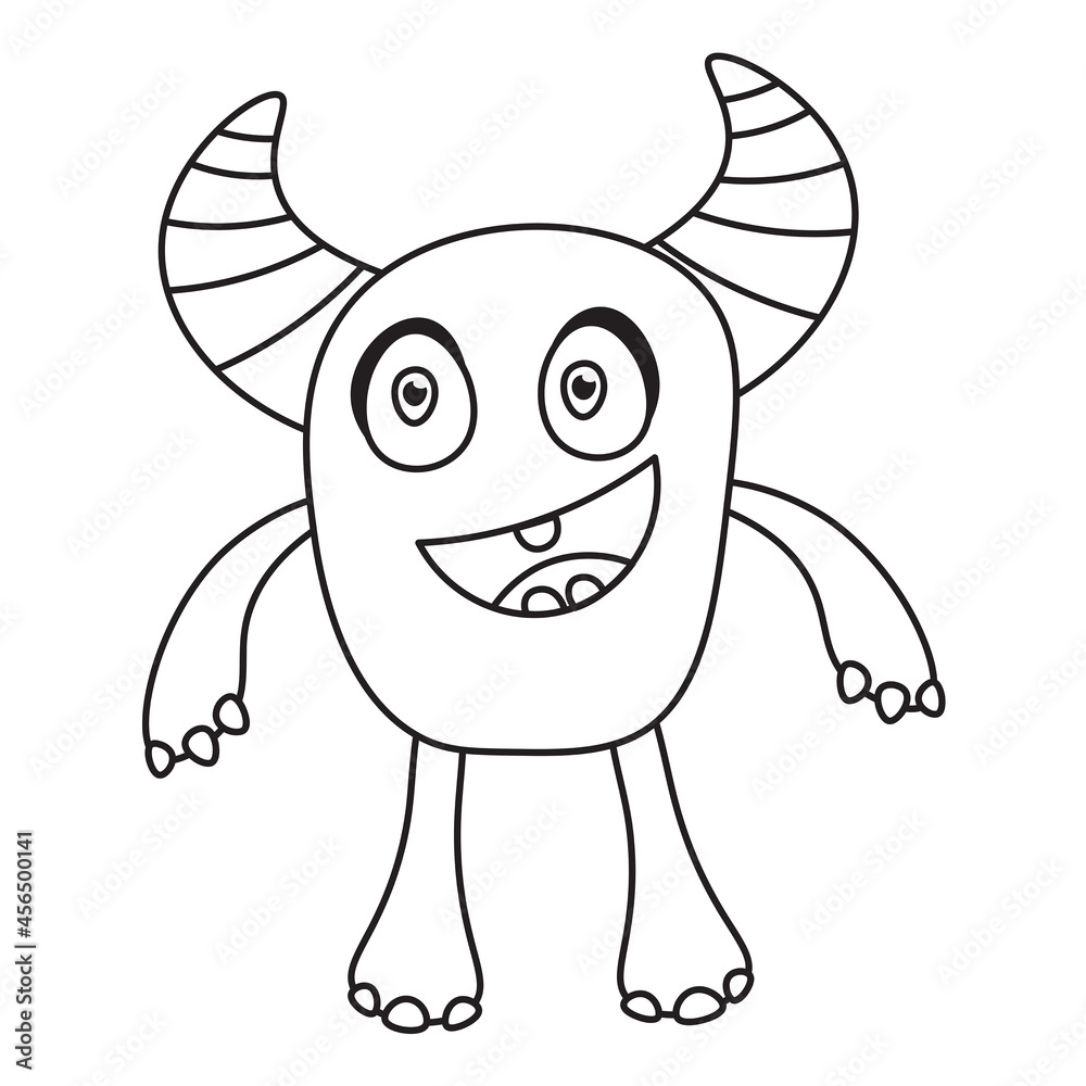 Coloring Book Cute Monster - Amazing vector line art of a cute little ...